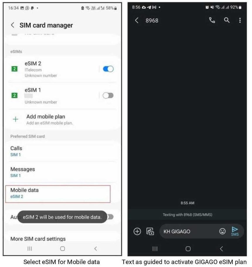 How to activate eSIM for Vietnam provided by Gigago